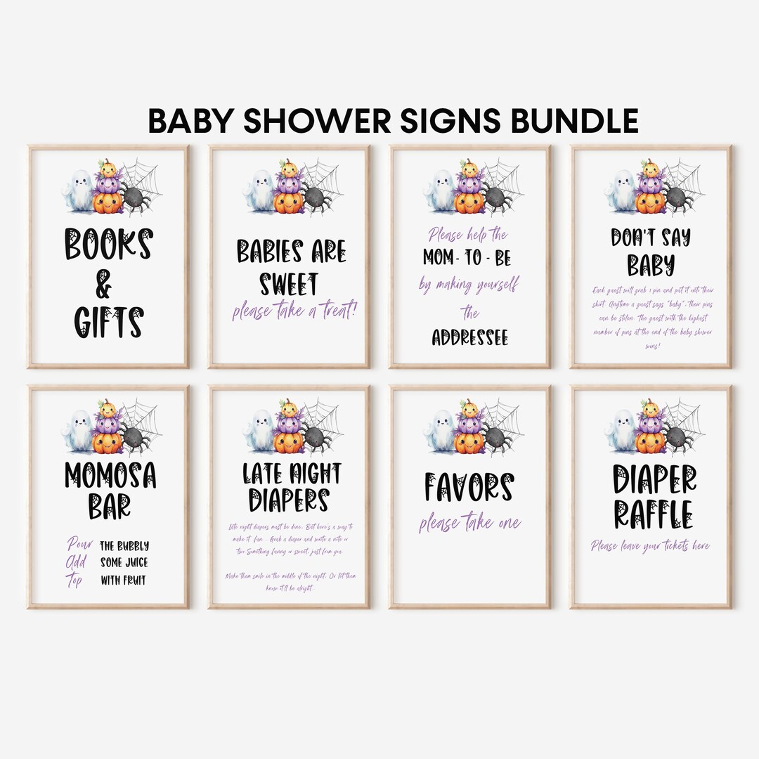 A Little Boo is Almost Due Signs Bundle, Halloween Baby Shower Sign ...