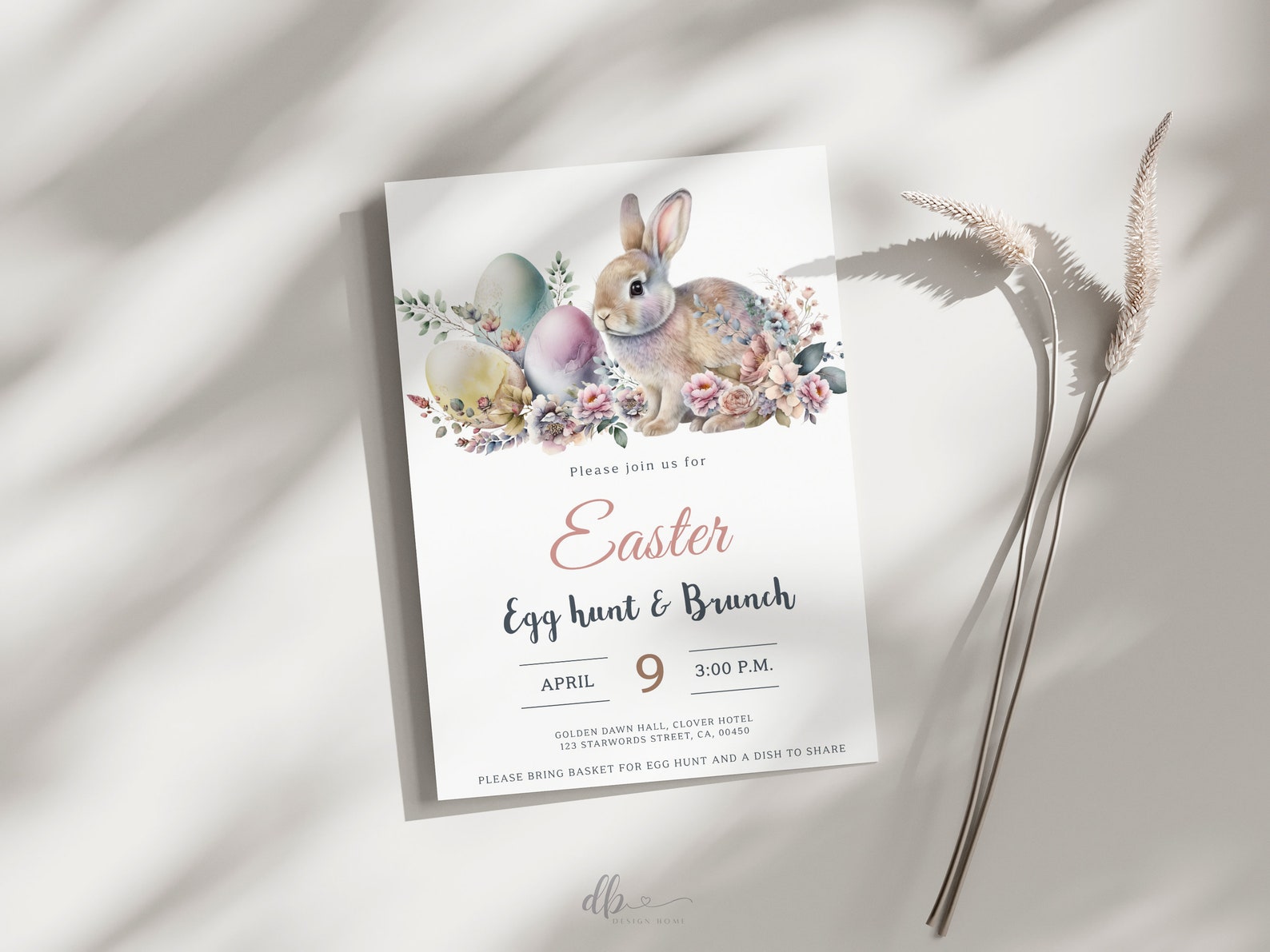 Pastel Easter Brunch Invitation, Easter Egg Hunt Invitation, Easter ...