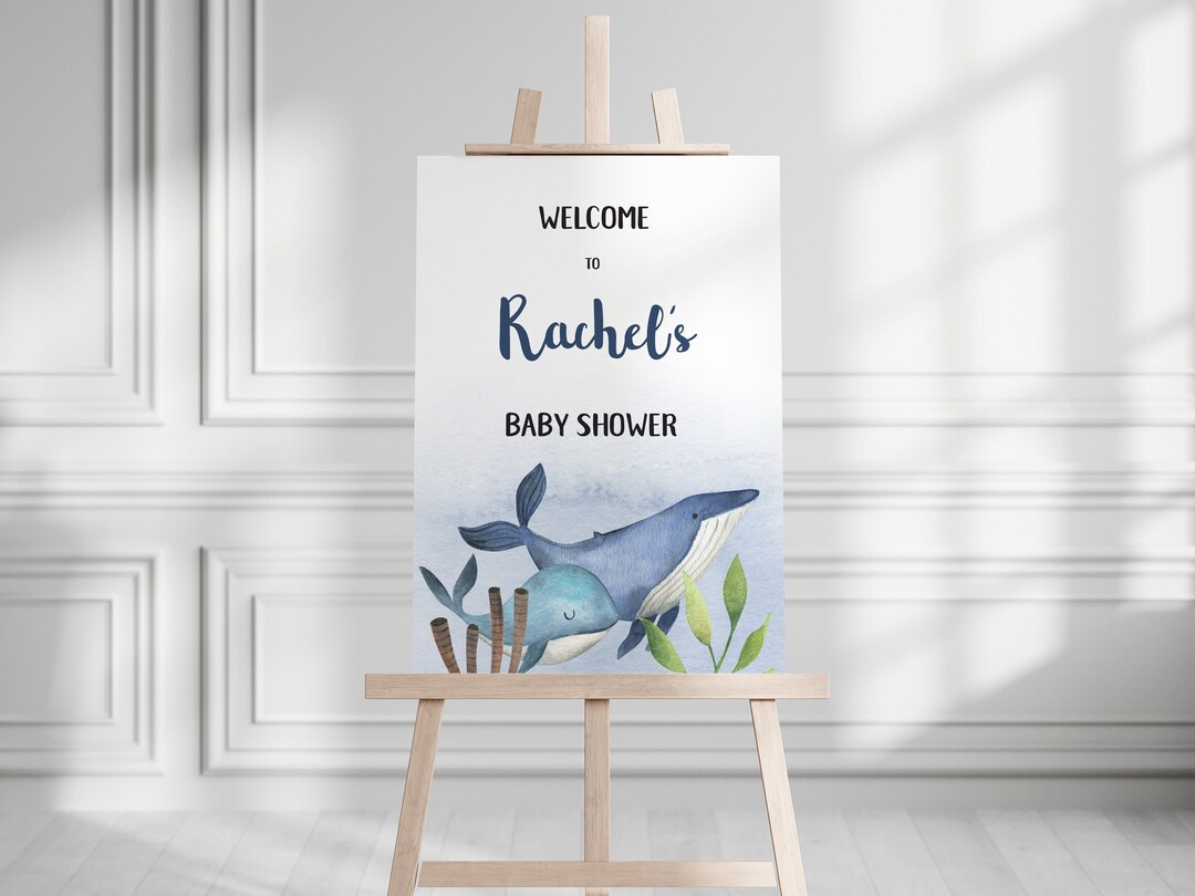 Editable Under the Sea Welcome Sign for Baby Shower, Whale Baby Shower ...