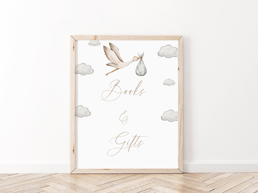Stork Baby Shower Books and Gifts Sign, Special Delivery Baby Shower ...