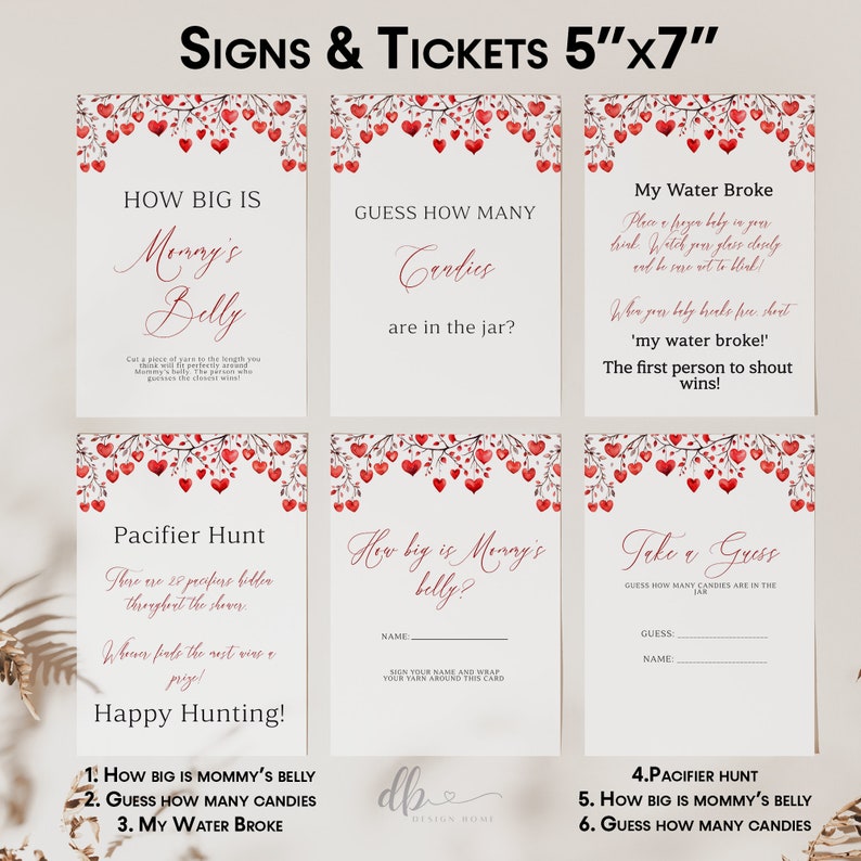 Editable Little Sweetheart Baby Shower Games Bundle, Hearts Baby Shower ...