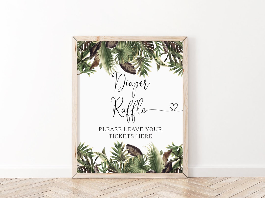 Jungle Theme Diaper Raffle Sign, Jungle Theme Baby Shower Signs ...