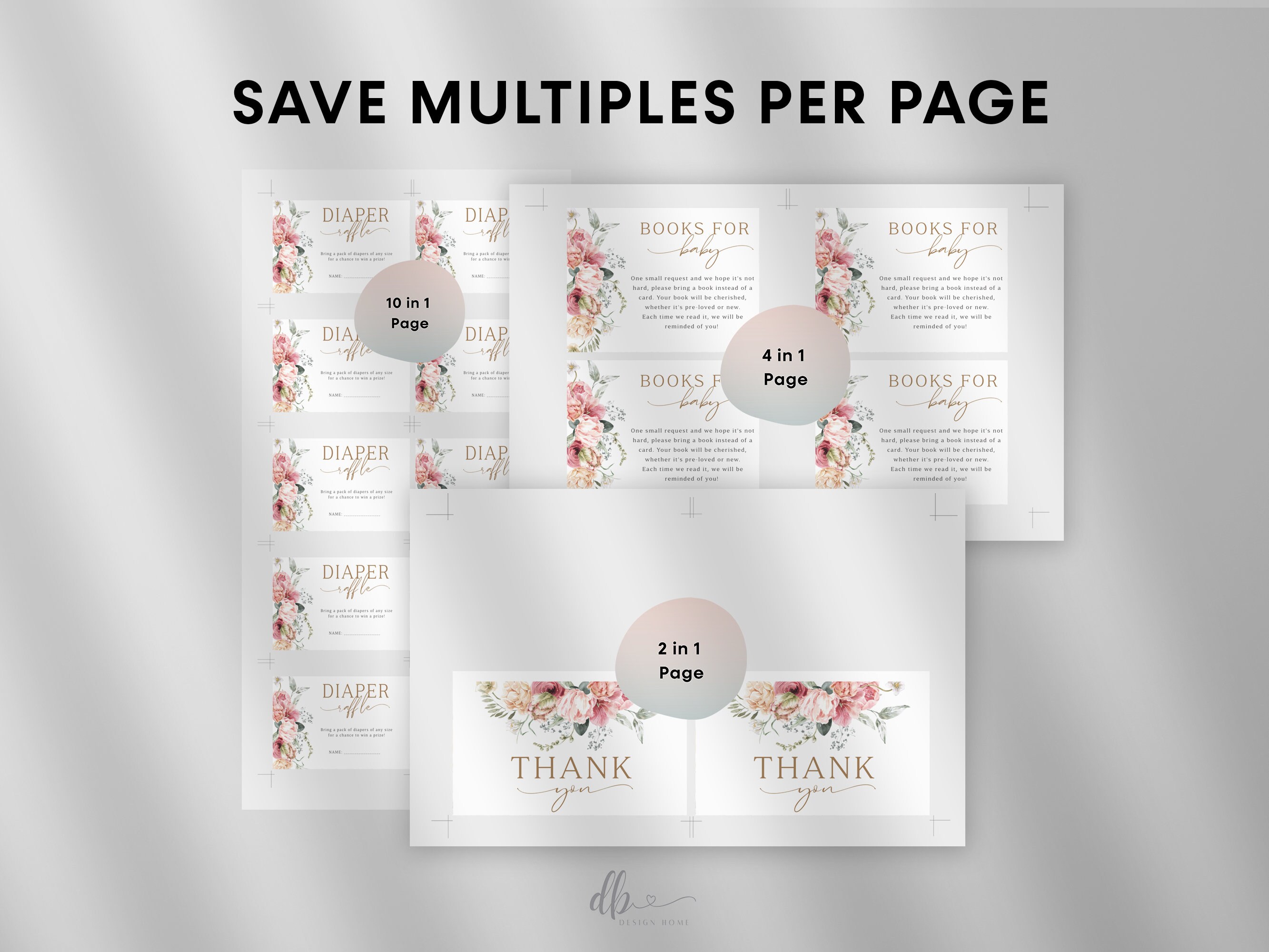 Editable Baby in Bloom Baby Shower Invitation Bundle, Spring Flowers ...