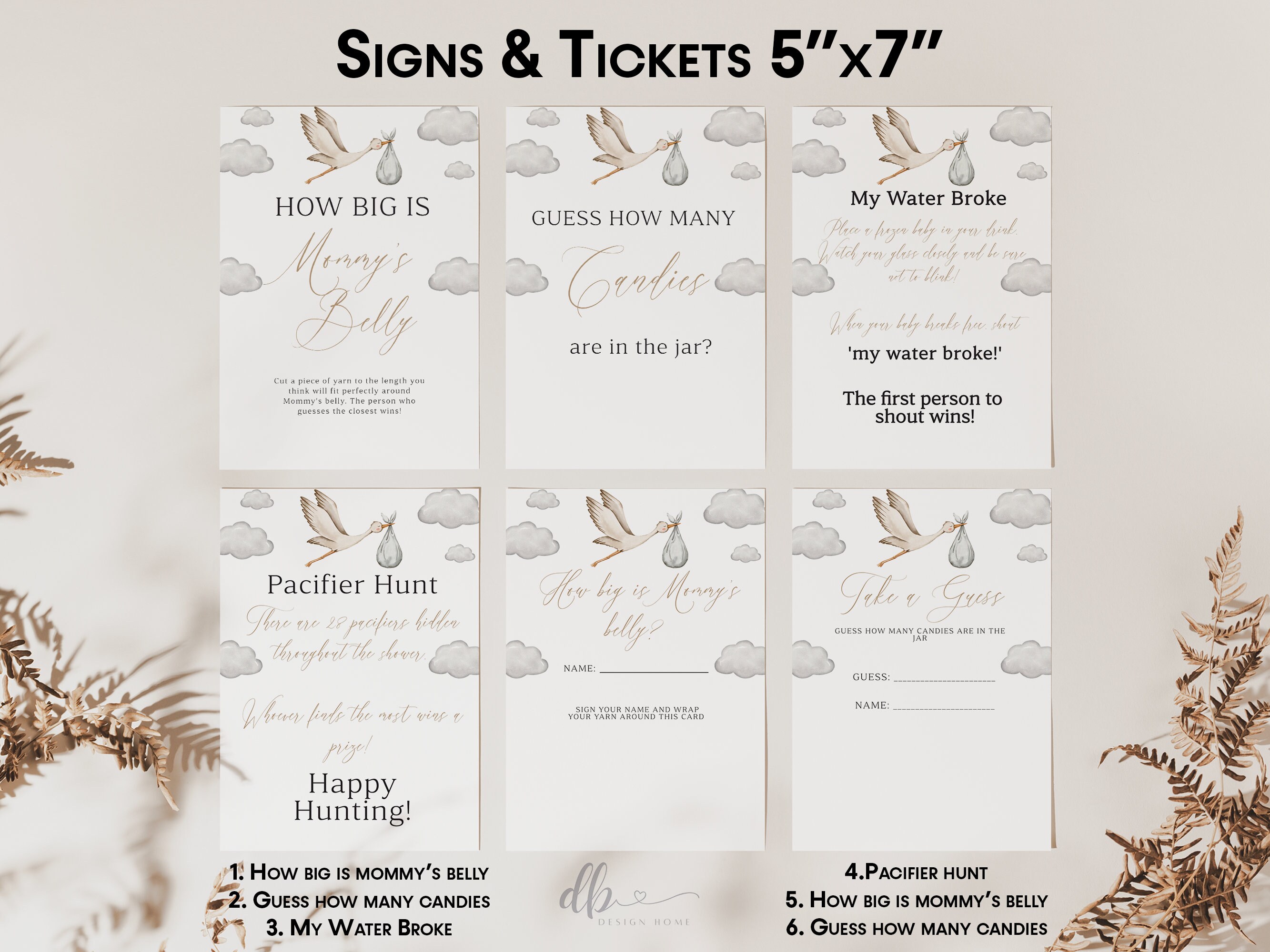 60 Printable Stork Baby Shower Games Bundle, Special Delivery Baby ...