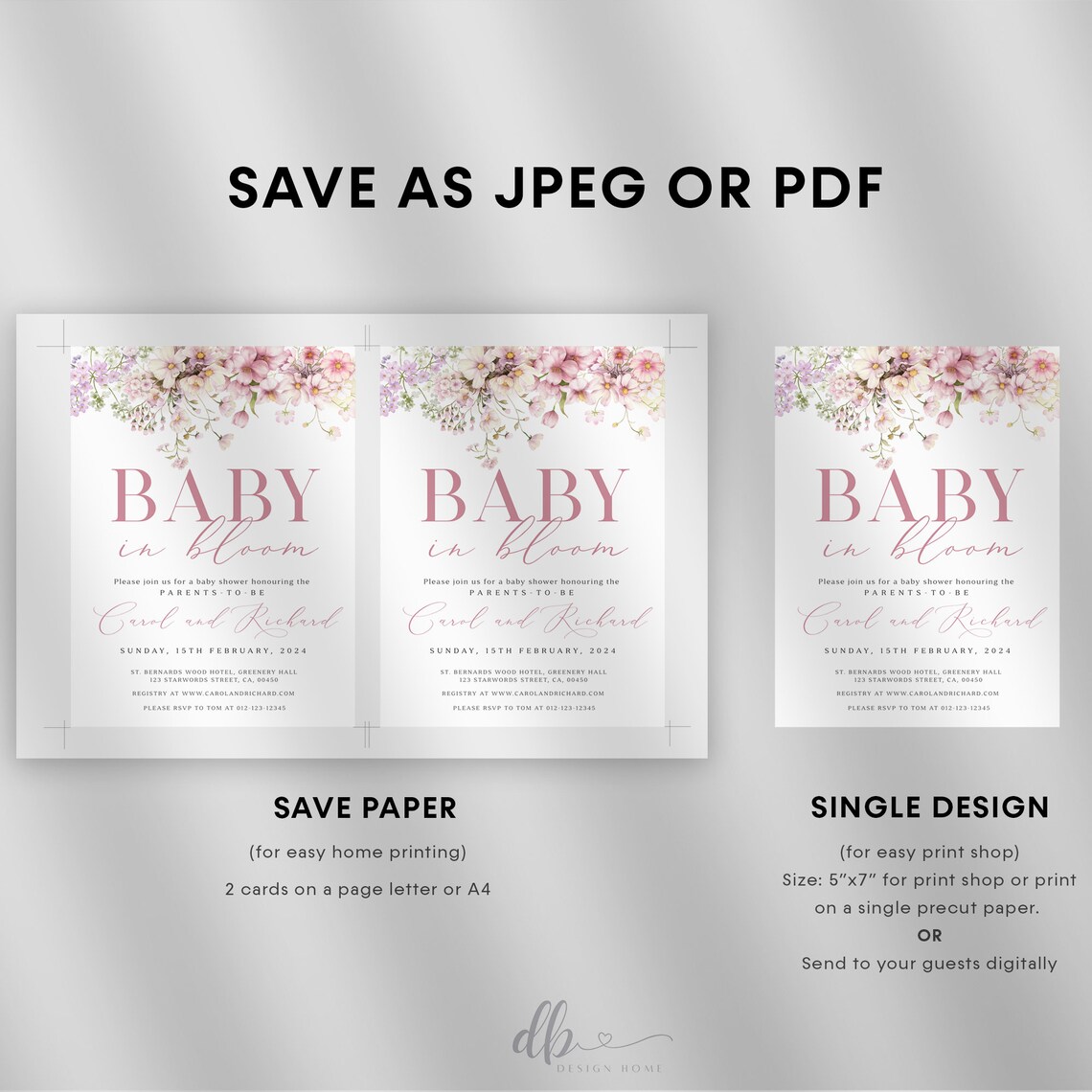 Baby in Bloom Baby Shower Editable Invitation, Wildflower Baby Shower ...