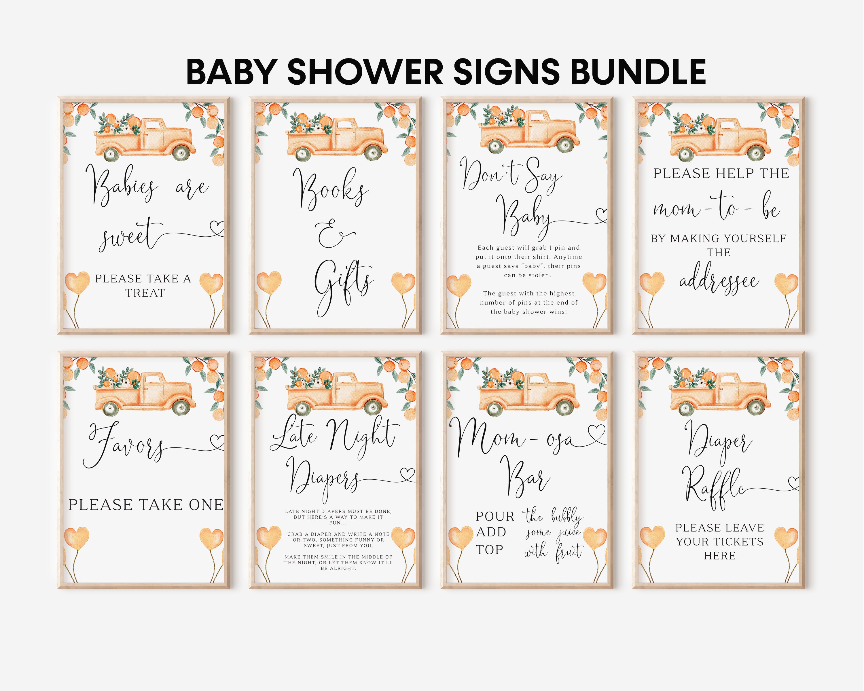 Orange Truck With Oranges Baby Shower Signs Bundle Little - Etsy