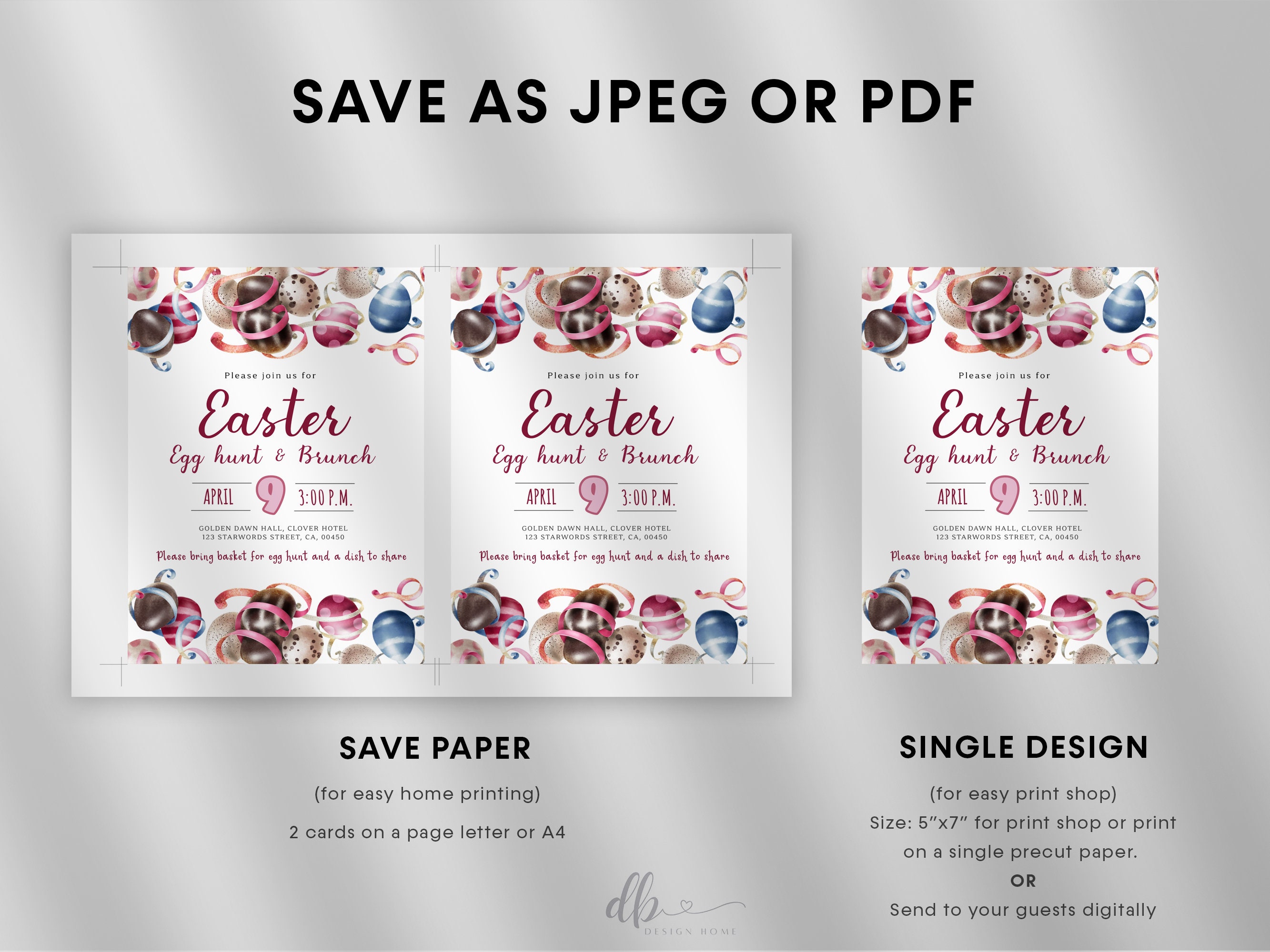 Editable Easter Egg Hunt Invitation, Spring Egg Hunt, Easter Invitation ...