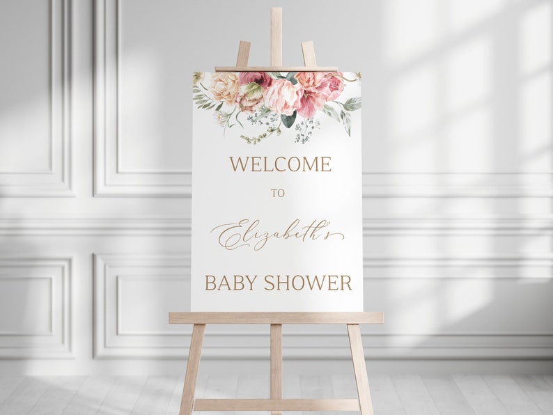 Editable Baby in Bloom Baby Shower Welcome Sign , Girl Baby Shower ...