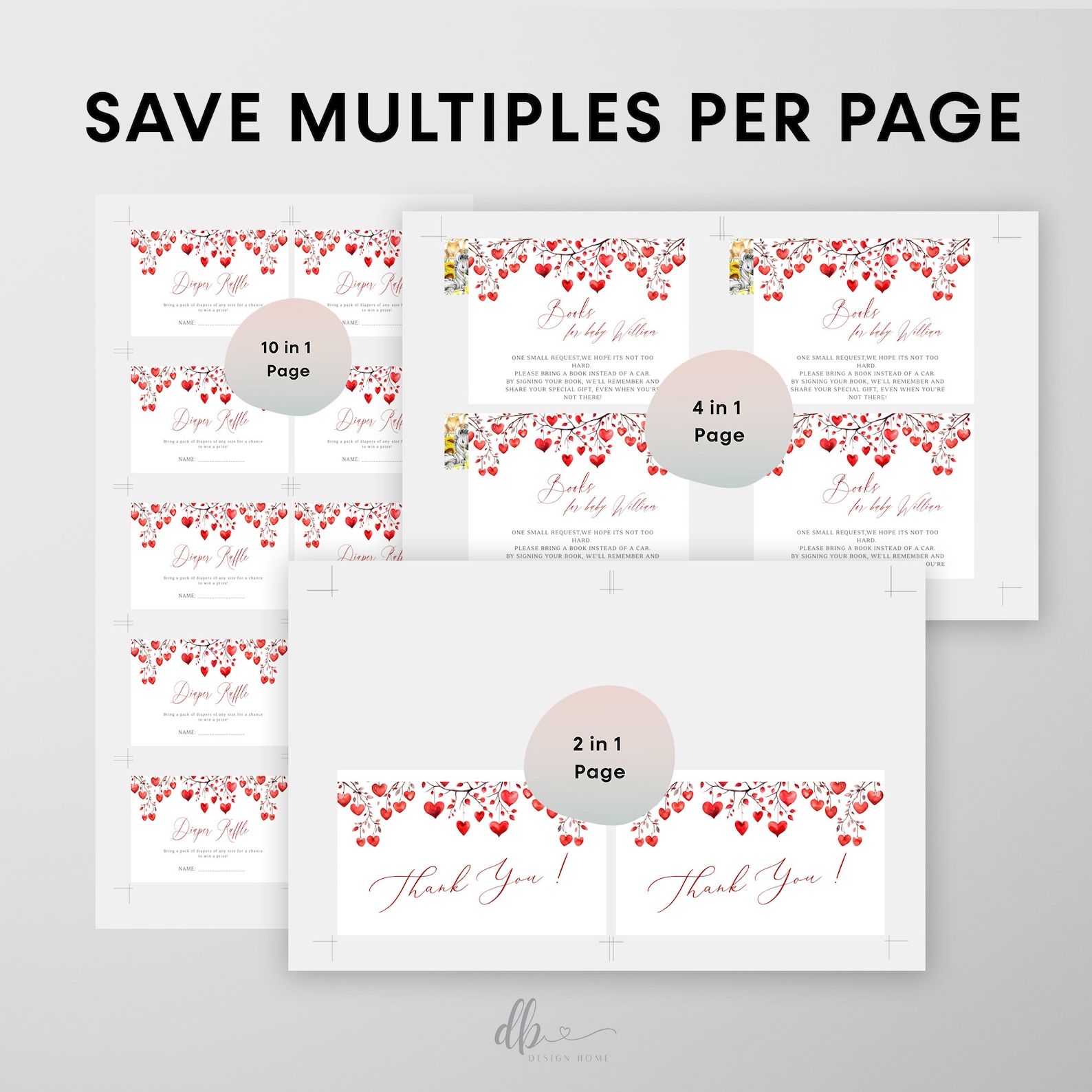 Editable Little Sweetheart Baby Shower Invite Bundle, Hearts Baby ...