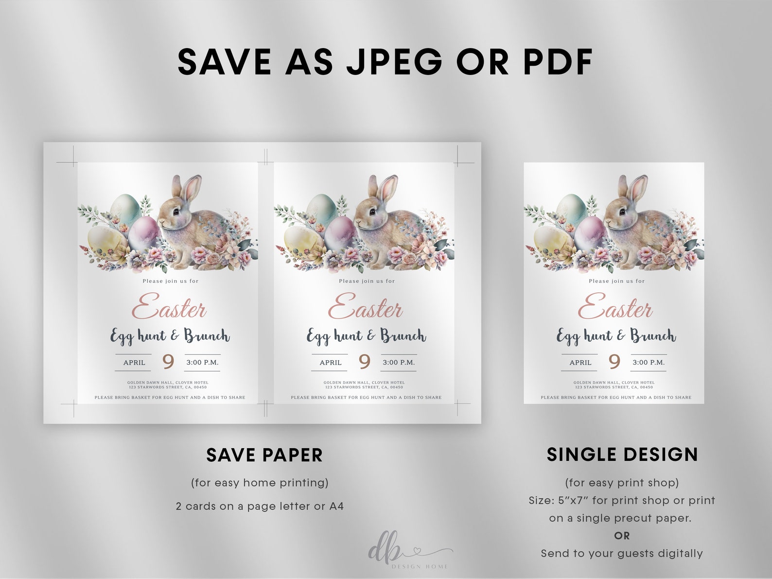 Pastel Easter Brunch Invitation, Easter Egg Hunt Invitation, Easter ...