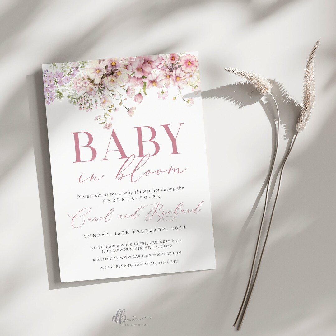 Baby in Bloom Baby Shower Editable Invitation, Wildflower Baby Shower ...