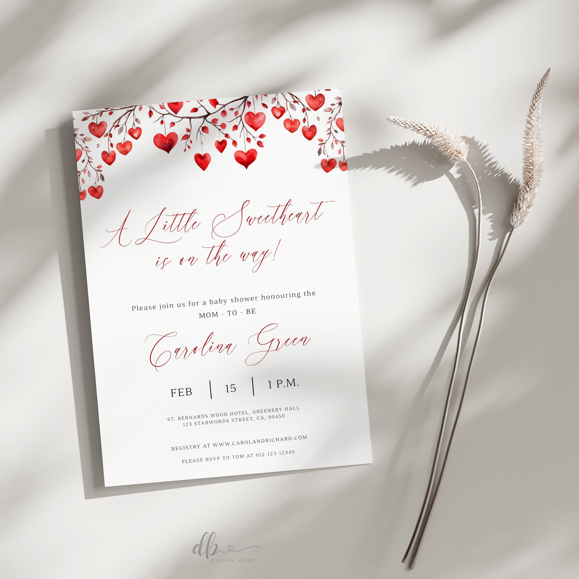 Editable Little Sweetheart Baby Shower Invite Bundle, Hearts Baby ...