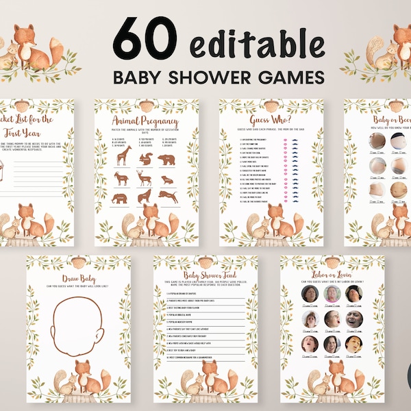 Fox Baby Shower Game - Etsy