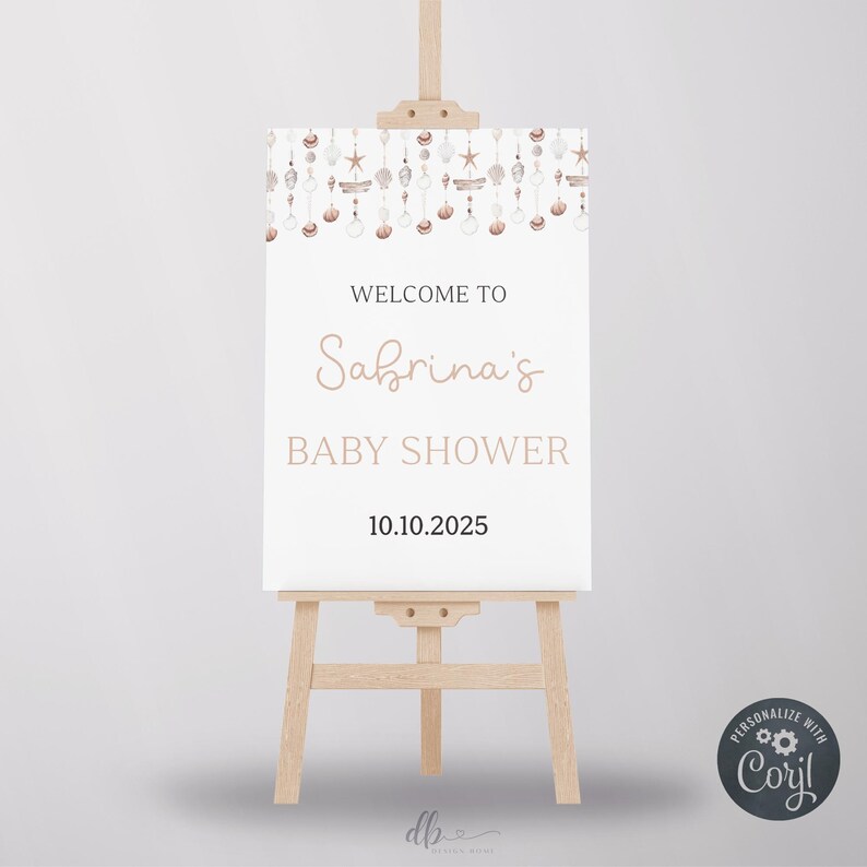 Letrero de bienvenida bohemio playero editable para baby shower ...