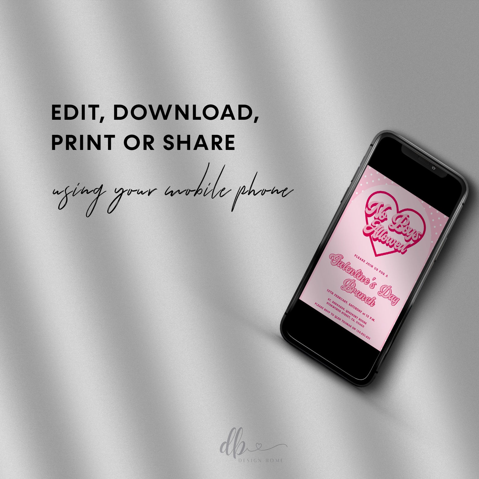 No Boys Allowed Invitation, Galentines Day Brunch Invitation, Girls ...
