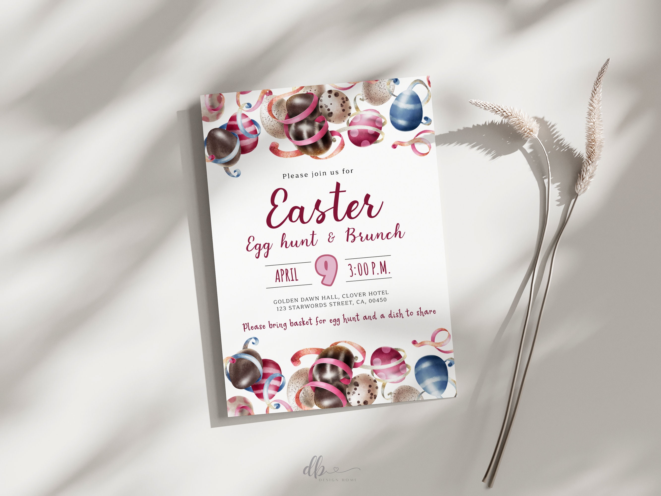 Editable Easter Egg Hunt Invitation, Spring Egg Hunt, Easter Invitation ...