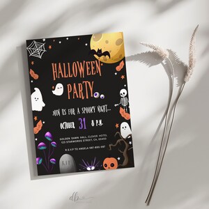 Editable Halloween Party Invitation, Kids Spooky Night Party, Birthday ...