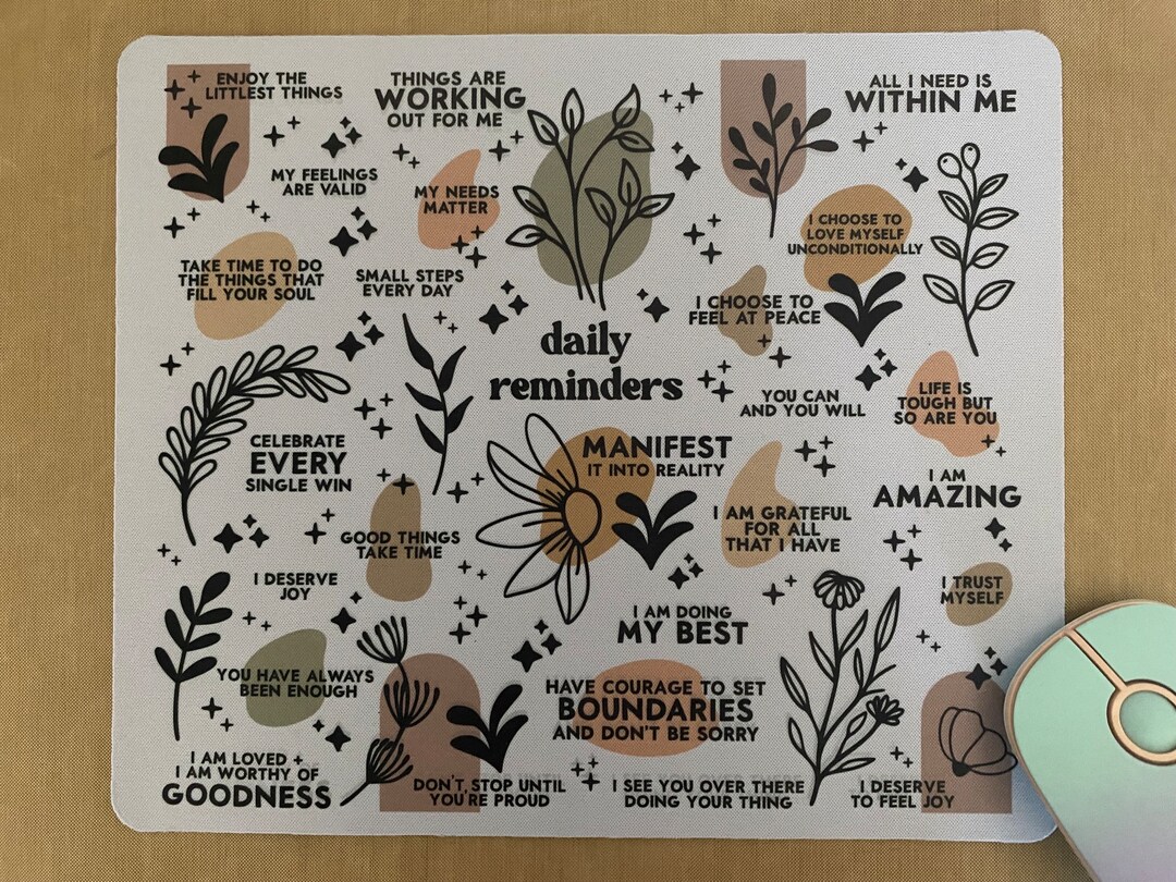 Daily Reminders Affirmations Positive Quotes Mouse Pad - Etsy