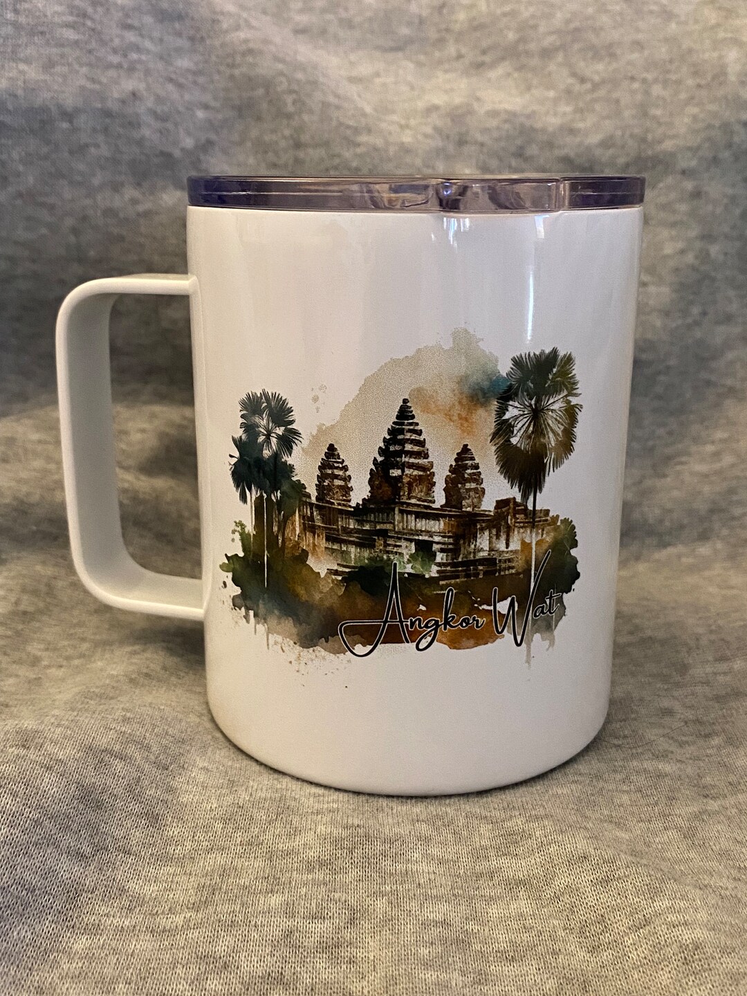 Watercolor Angkor Wat 1 - 12oz Mug W/ Lid | Gift Idea - Etsy