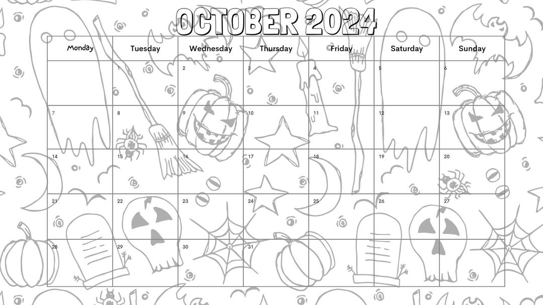 2024 Printable October Calendar - Etsy