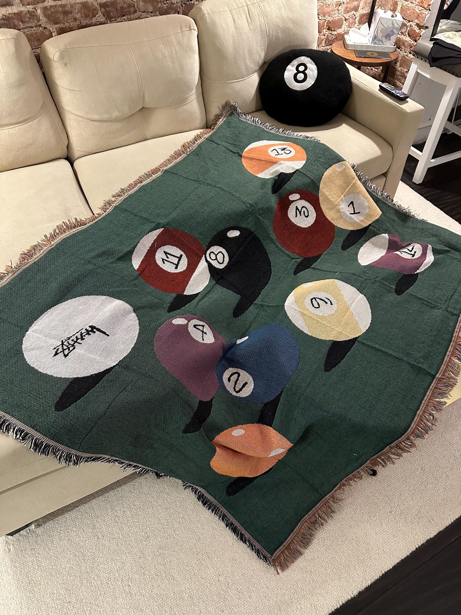 Retro 8-ball Billiards Throw Blanket – Woven Cotton Tapestry Rug - Etsy