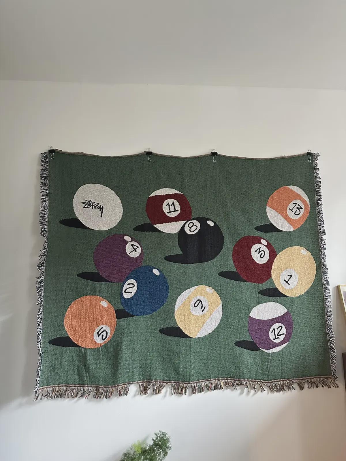Retro 8-ball Pool Throw Blanket – Billiards Woven Tapestry Rug for ...