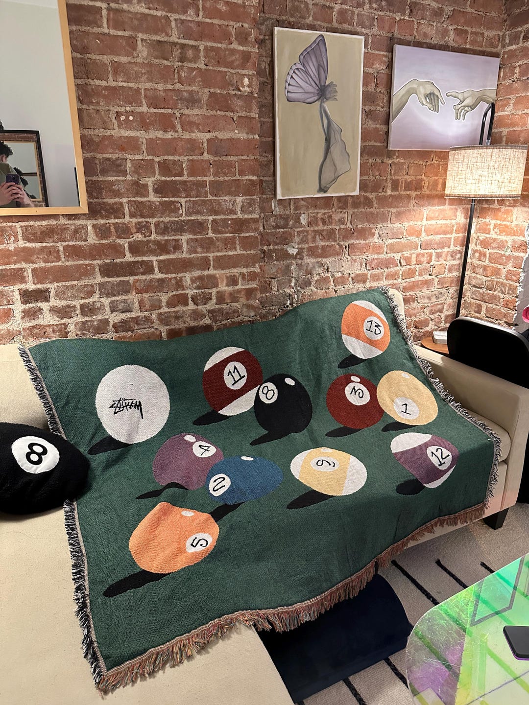 Retro 8-ball Pool Throw Blanket – Billiards Woven Tapestry Rug for ...