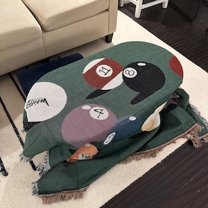 Retro 8-ball Billiards Throw Blanket – Woven Cotton Tapestry Rug - Etsy