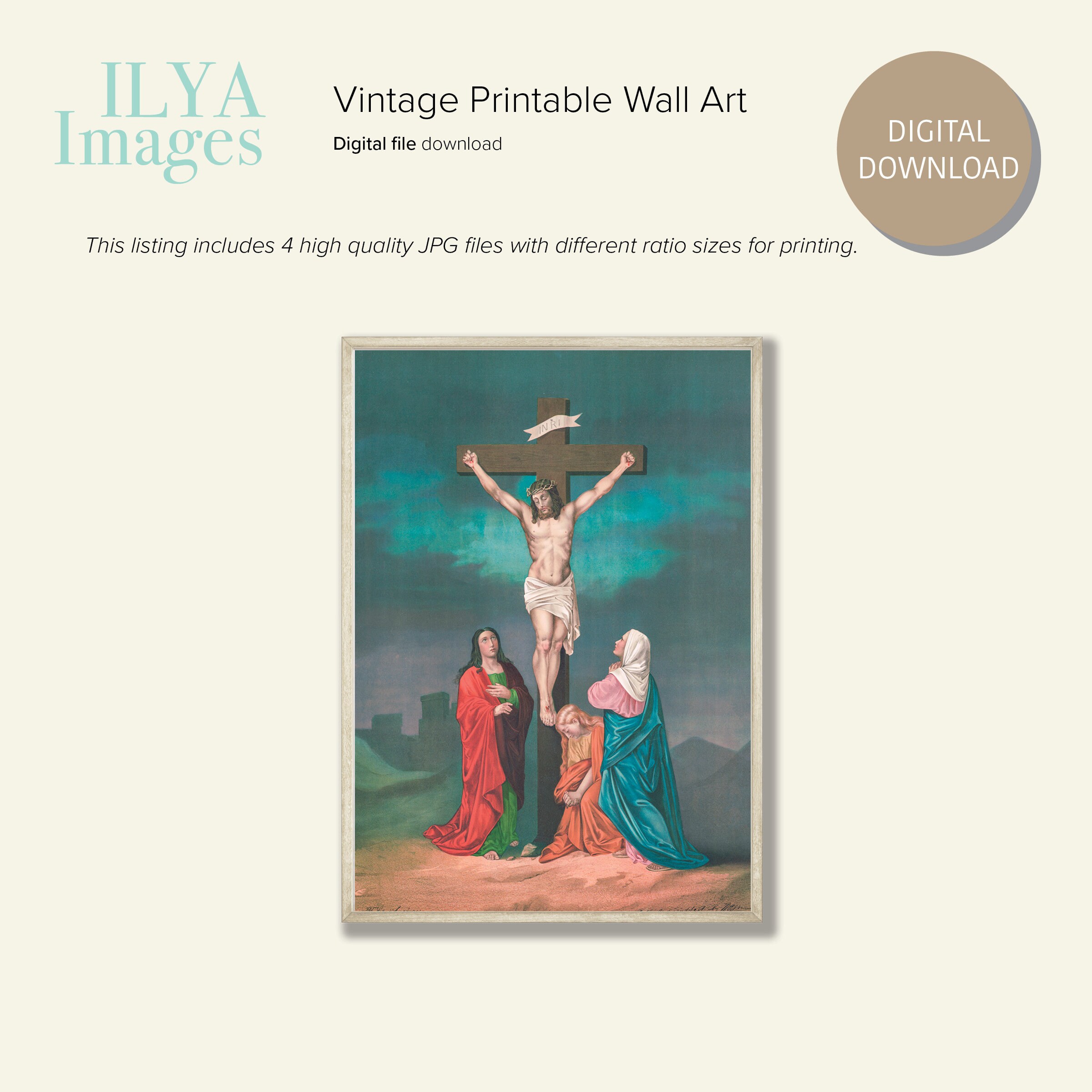 Printable Crucifixion of Jesus Painting, Jesus Wall Art, Picture of ...