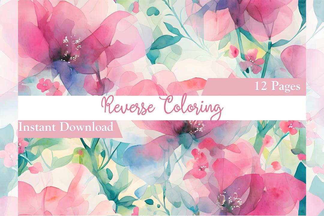 Floral Reverse Coloring Pages 2, Mindfulness Activity, Creative ...