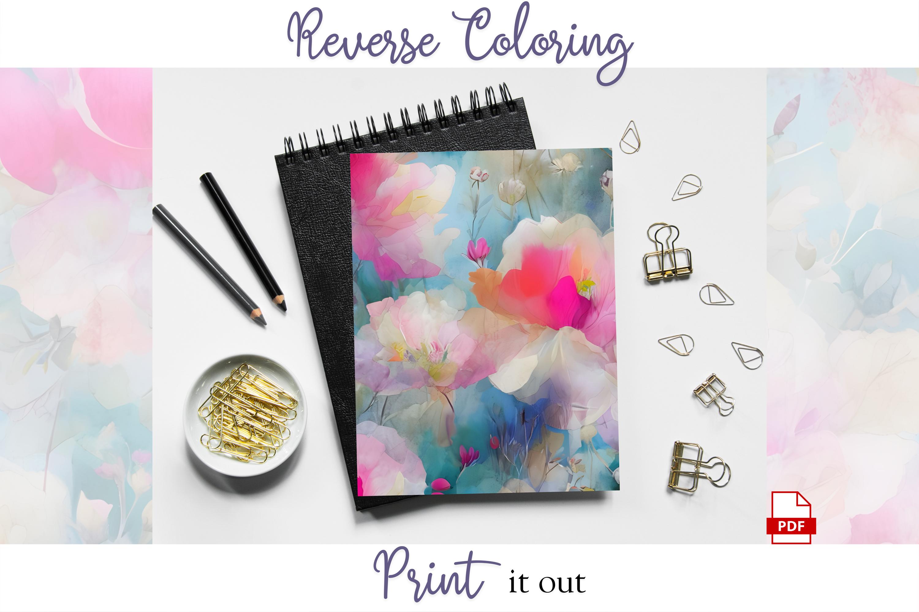 Floral Reverse Coloring Pages, Mindfulness Activity, Creative Doodling ...