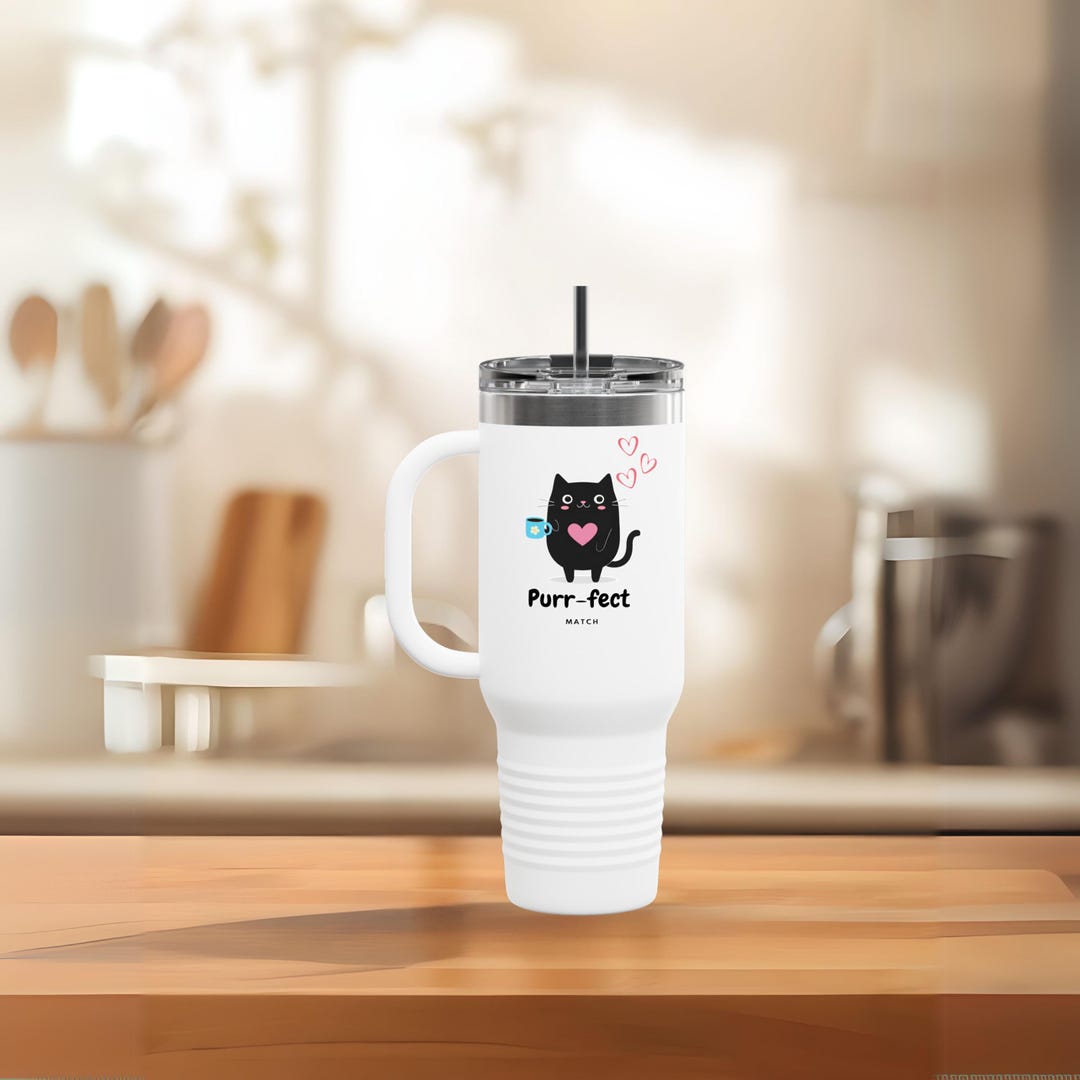 Owala Cat Design Tumbler, 40oz Insulated Spill Proof Cup, Perfect for ...