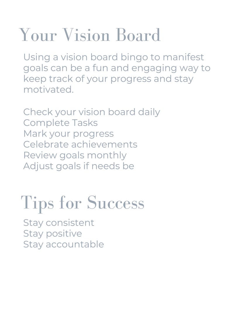Vision Board Bingo, Vision Board Kit, 2025 Vision Board, Vision Board ...