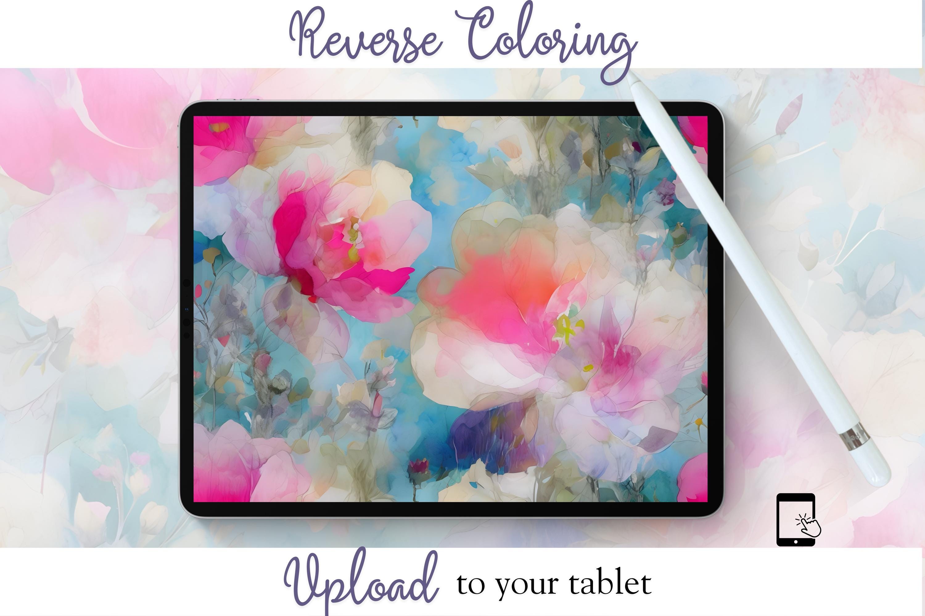 Floral Reverse Coloring Pages, Mindfulness Activity, Creative Doodling ...