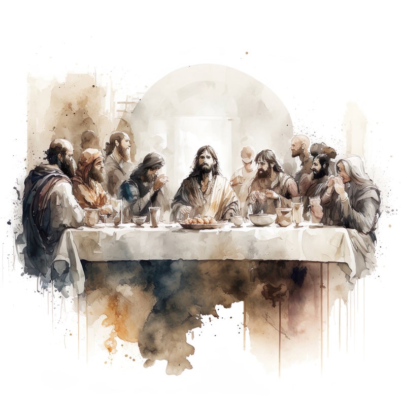 The Last Supper Watercolour Art Christian Art Jesus Bible - Etsy