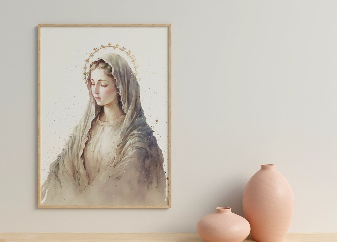 Poster Heilige Mutter Maria Aquarellkunst, Christliche Kunst, Jesus ...
