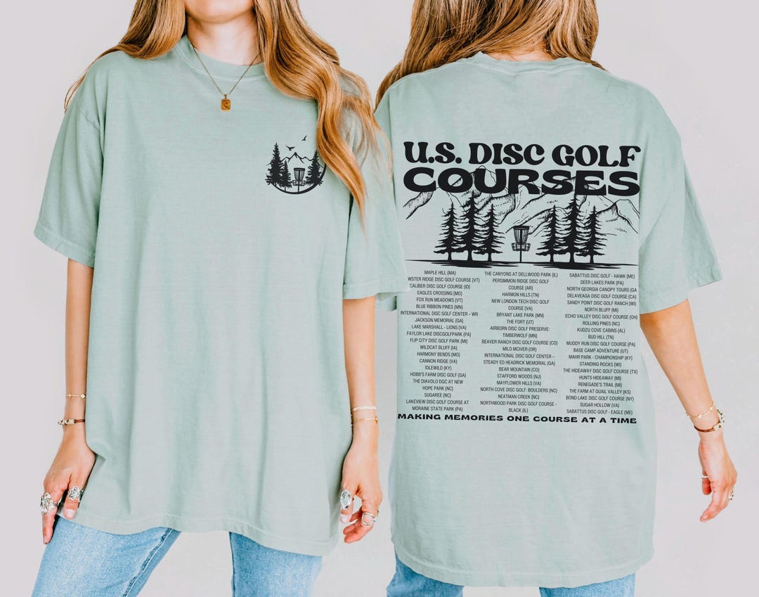 US Disc Golf Courses T-shirt Front and Back Design, Frisbee Golf ...