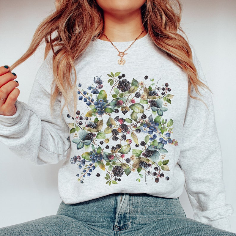 Blueberry Sweater, Blackberry Sweatshirt, Berry Print, Berry ...