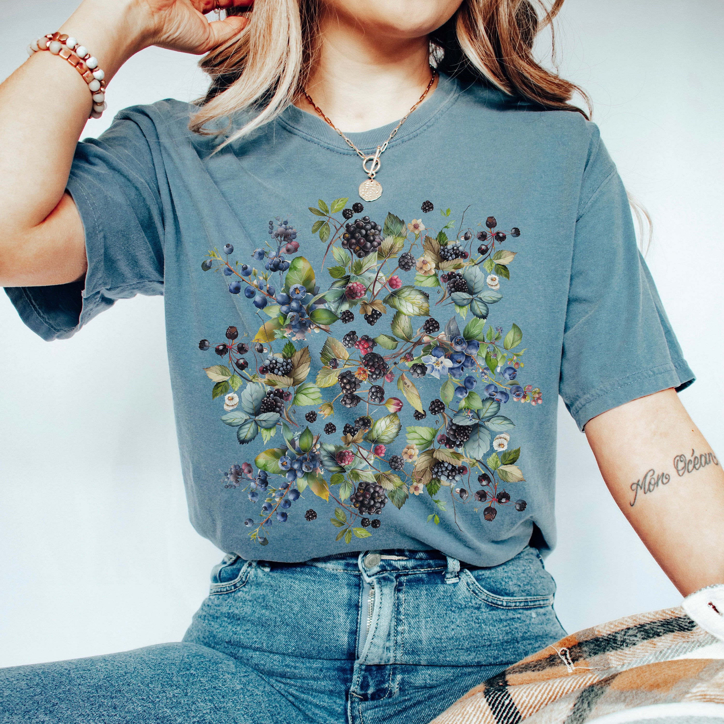 Berry Cottagecore Shirt, Blueberry Tee, Blackberry T-shirt, Garden ...