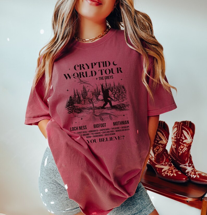 Cryptid World Tour Cryptozoology Shirt, Bigfoot Cryptidcore Tee, I Want ...