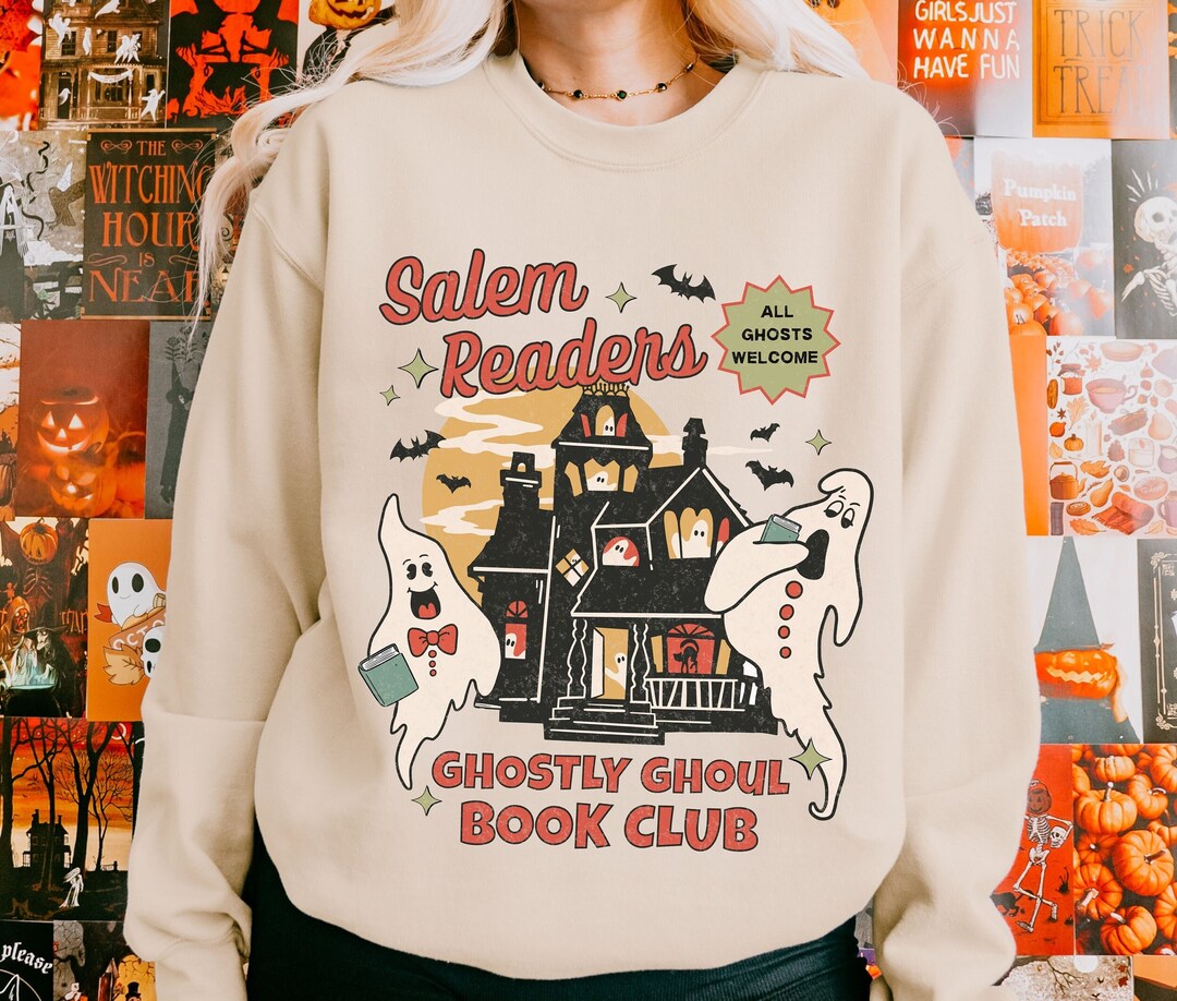 Halloween Ghost Book Club Sweatshirt, Salem Reading Sweater, Ghost ...