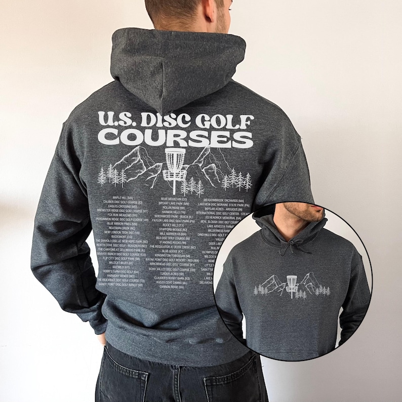 Disc Golf Hoodie, US Courses Hoody, Frisbee Golf, Disc Golf Sweatshirt ...