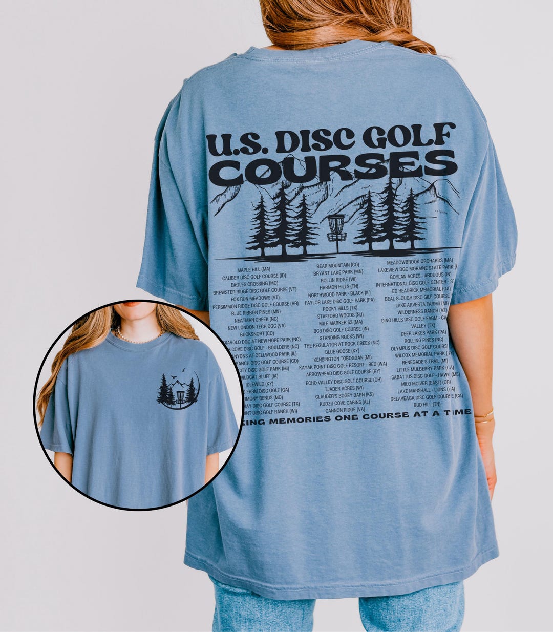 US Disc Golf Courses T-shirt Front and Back Design, Frisbee Golf ...