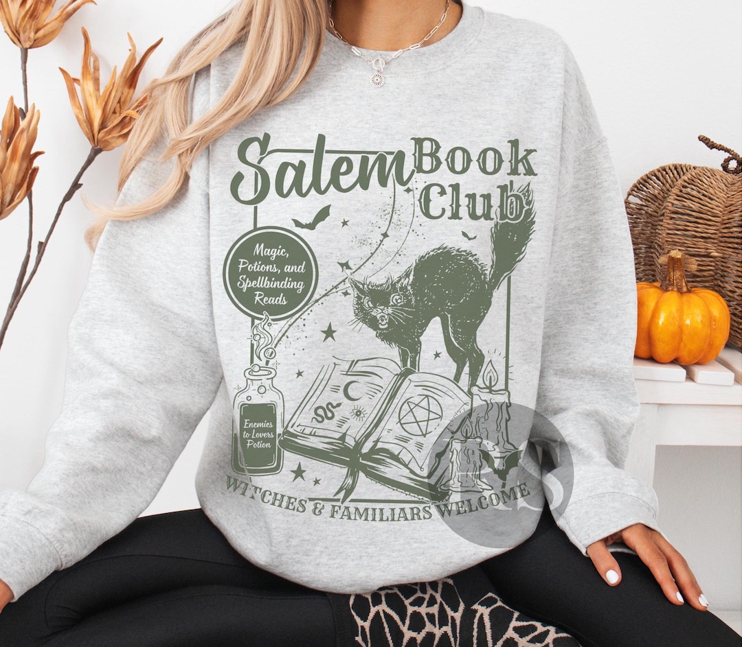 Salem Book Club Halloween Bookish Sweatshirt, Witchy Book Lover Sweater ...