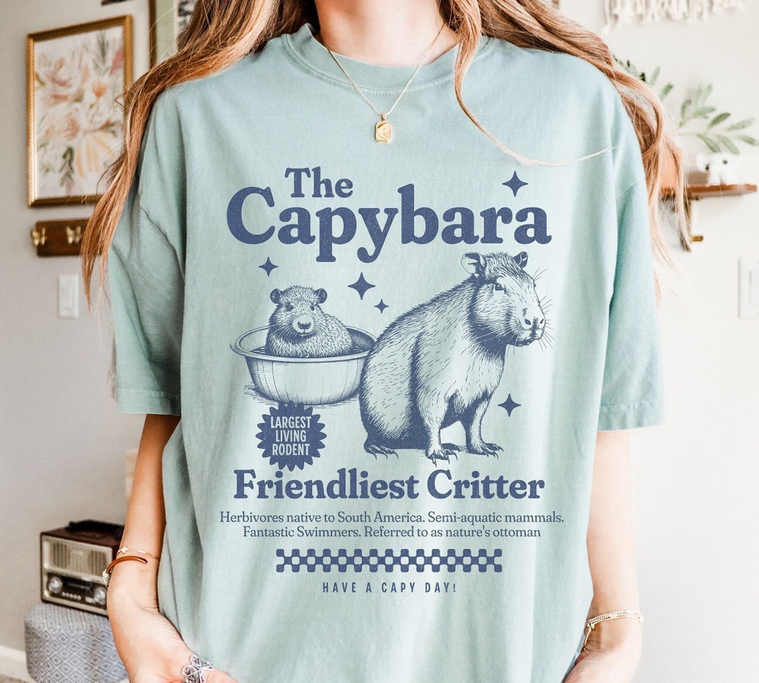 Retro Capybara Shirt, Vintage Style Capybara T Shirt, Rodent Shirt ...
