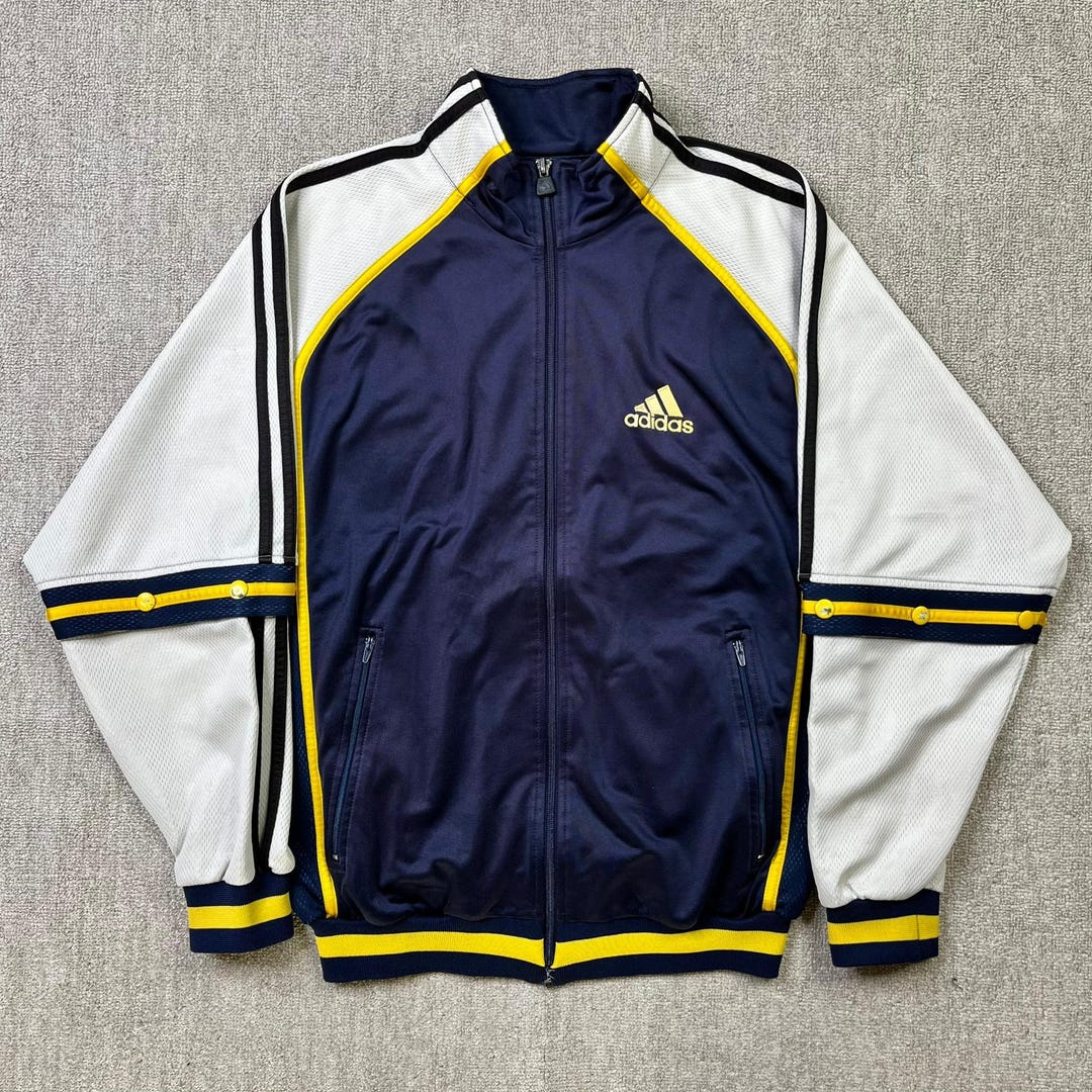 Adidas Tracksuit Top Track Jacket 90s Vintage Full Zip Breathable Arm ...