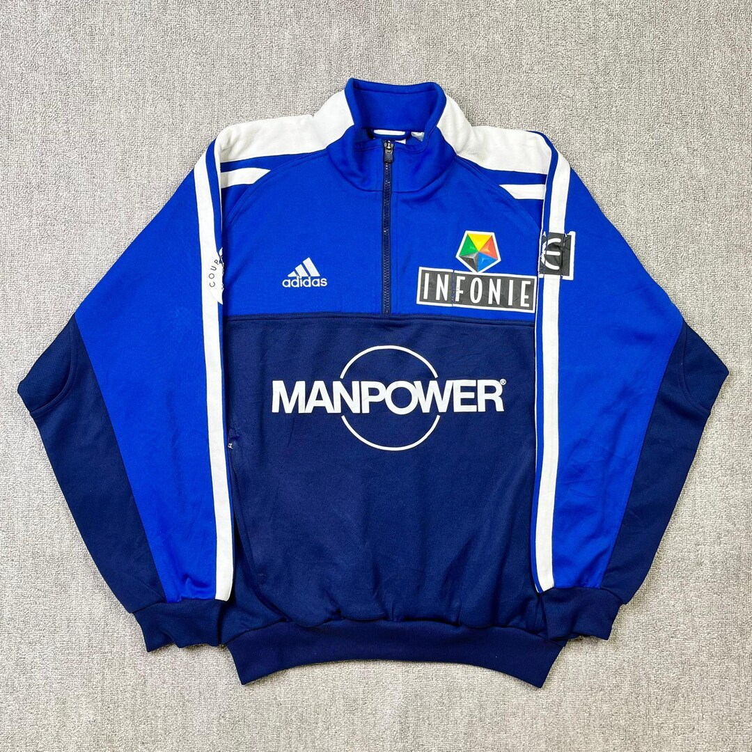 Adidas Tracksuit Top Track Jacket 90s Vintage Football Quarter Zip ...