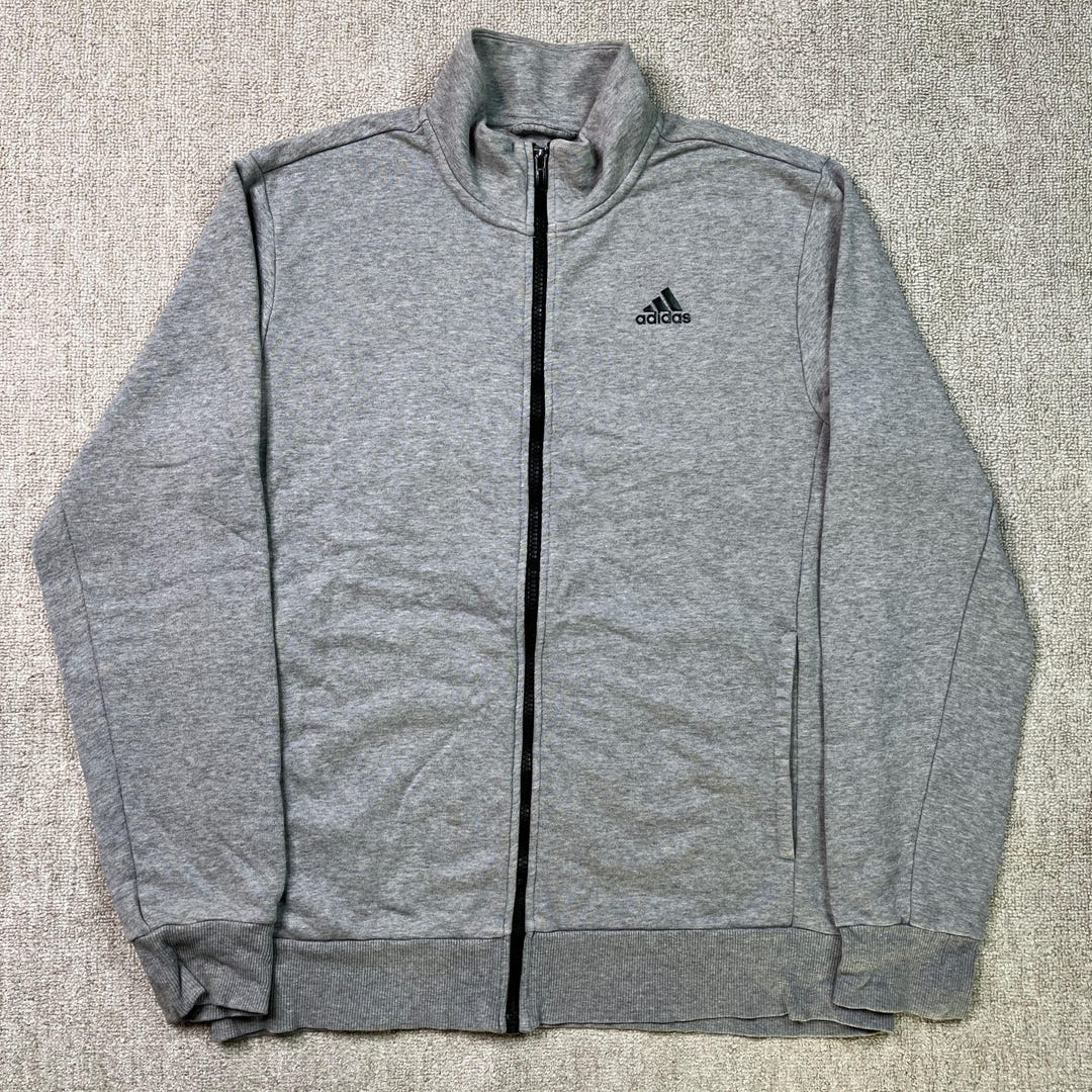 Adidas Essentials Tracksuit Top Track Jacket Full Zip Spellout Vintage ...