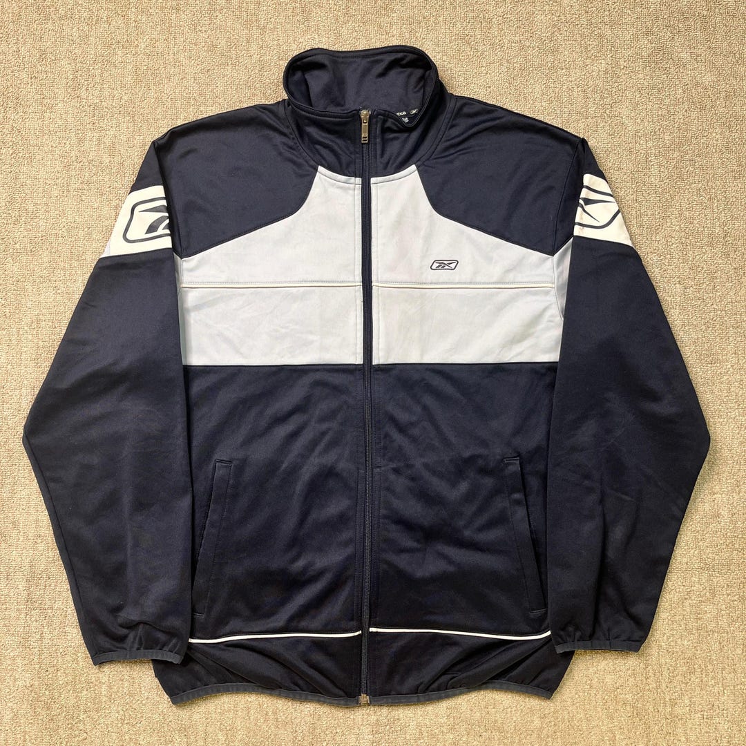 Reebok Track Jacket Tracksuit Top 2000s Full Zip Giant Logo Vintage ...