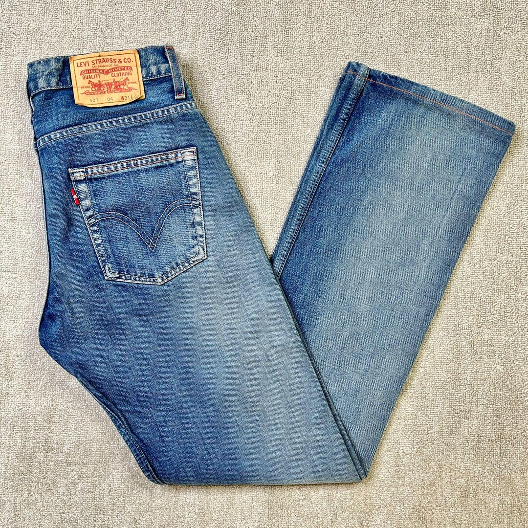 Levi's 507 04 Jeans Bootcut Leg Regular Fit Vintage Zip Fly Acid Wash ...
